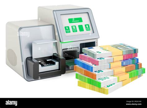 Dna Sequencer With Money Euro Packs 3d Rendering Isolated On White