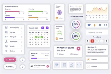 Premium Vector User Interface Elements Set For Education Mobile App