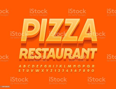 벡터 트렌디 배너 피자 레스토랑 현대 3d 알파벳 문자 및 숫자 세트 피자에 대한 스톡 벡터 아트 및 기타 이미지 피자 로고 알파벳 Istock