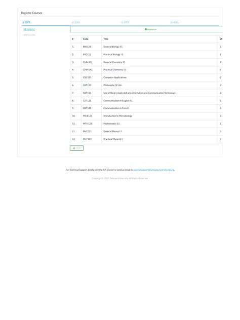 Course Registration Tansian University Portal Pdf