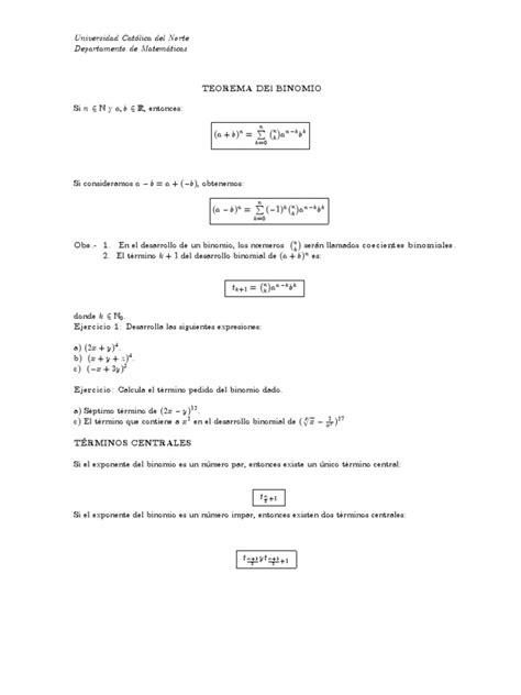Teorema Del Binomio Pdf Pdf