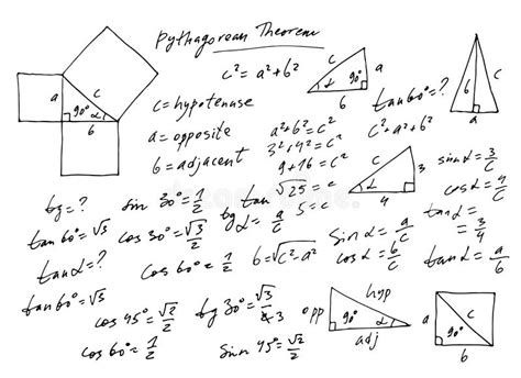 Handwritten Trigonometric Vector Seamless Pattern Hand Drawn