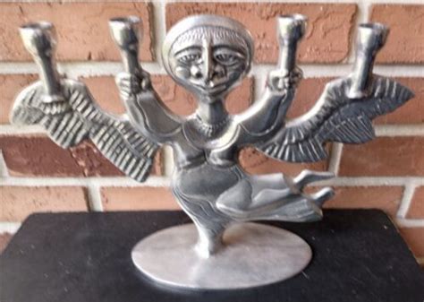 Vintage Don Drumm Brutalist Angel Sun Goddess Sculpture Aluminum Candle