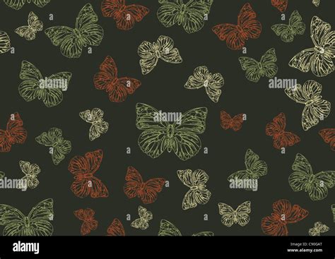 Illustration Of Many Funky Hand Drawn Butterflies Of Different Size