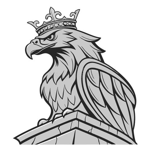 Majestic Crowned Eagle Vector Illustration For Tattoo And Design Stock