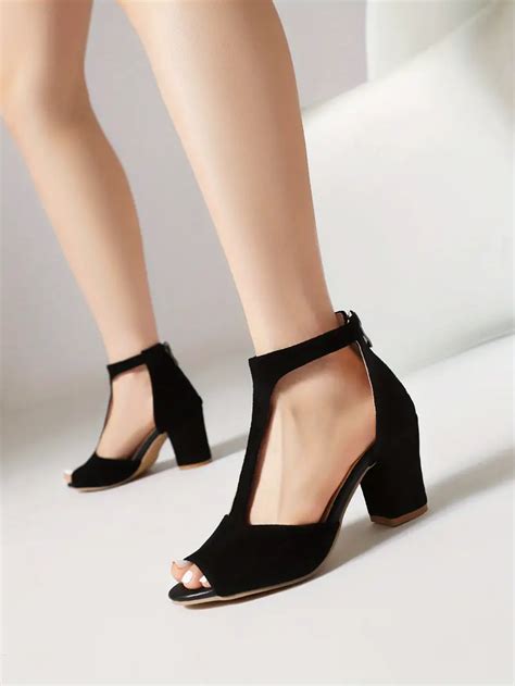 Womens Cutout Design Chunky Heel Sandals Sexy Peep Toe Back Temu Morocco