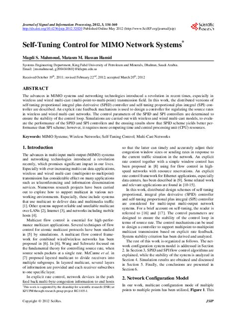 pdf self tuning control for mimo network systems