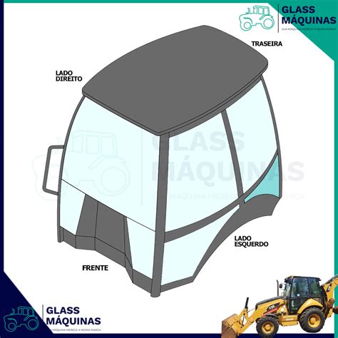 Vidro Inferior Tras Esquerdo Cat 416e 2059622 Glass Maquinas