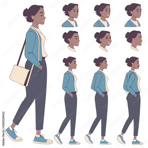 Casual Business Woman Character Constructor For Animation Vector