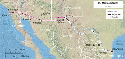 Border Of Usa And Mexico Map