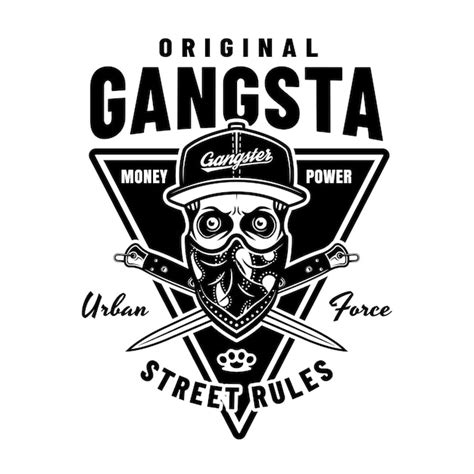 Premium Vector Gangster Vector Emblem In Monochrome Style With Skull