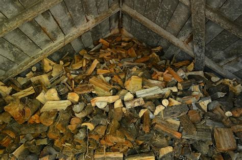 Premium Photo Low Angle View Of Log Stack In Building