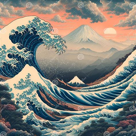 The Thirty Six View Of Mount Fuji With The Great Waves Of Hokusai