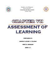 ASESSMENT OF LEARNING CHAPTER 7 FULONG SERRANO BEED 3 1 Pdf