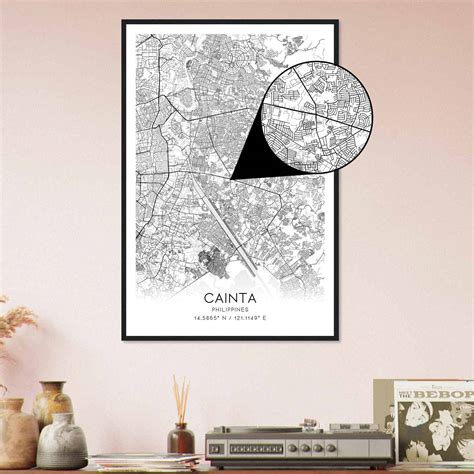 Cainta Philippines Map Poster Cainta City Road Wall Art Print Custom