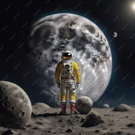 Premium Ai Image Astronaut On Rock Surface With Space Background