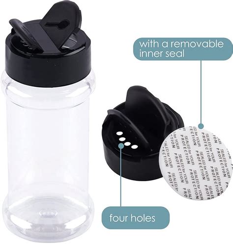 Badu Bg 3 5 унции прозрачни пластмасови буркани за подправки с етикети на капаци за шейкър