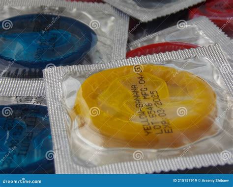 Colorful Packaged Condoms In A Pile Stock Image Image Of Protect