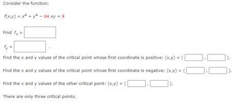 Solved Consider The Function Fxyx4y4−64xy9 Find Fx