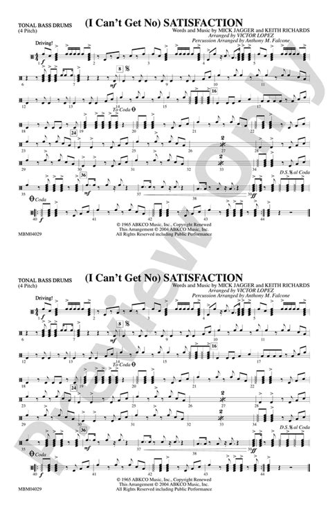 I Cant Get No Satisfaction Tonal Bass Drum Tonal Bass Drum Part
