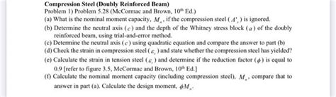 Compression Steel Doubly Reinforced Beam Problem Chegg