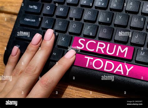 Hand Writing Sign Scrum Business Concept Handwriting As Distinct From Print Written Characters