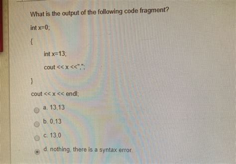 Solved What Is The Output Of The Following Code Float Chegg Com