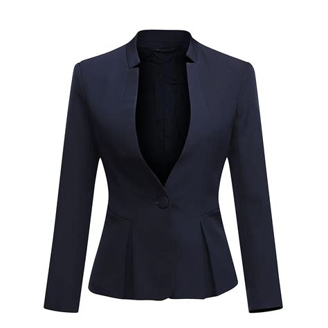 Yynuda Womens 2 Piece Stand Collar Solid Color Business Suit Office
