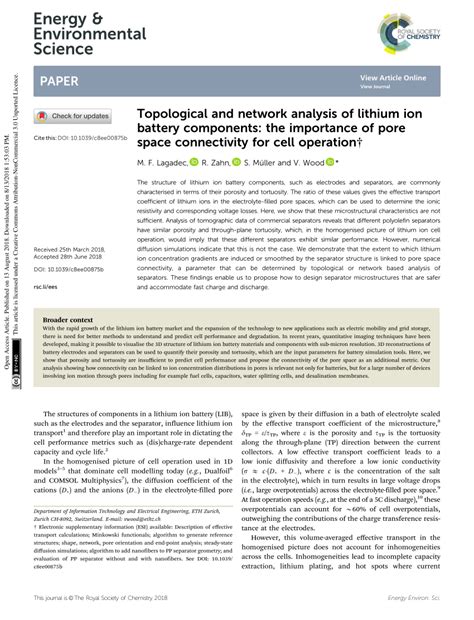 Pdf Topological And Network Analysis Of Lithium Ion Battery