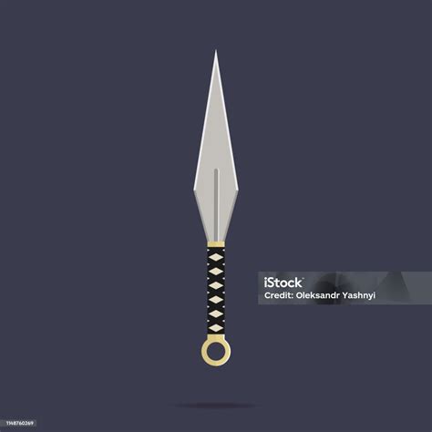 Kunai Throwing Knife Icon Ninja Weapon Samurai Equipment Cartoon Style