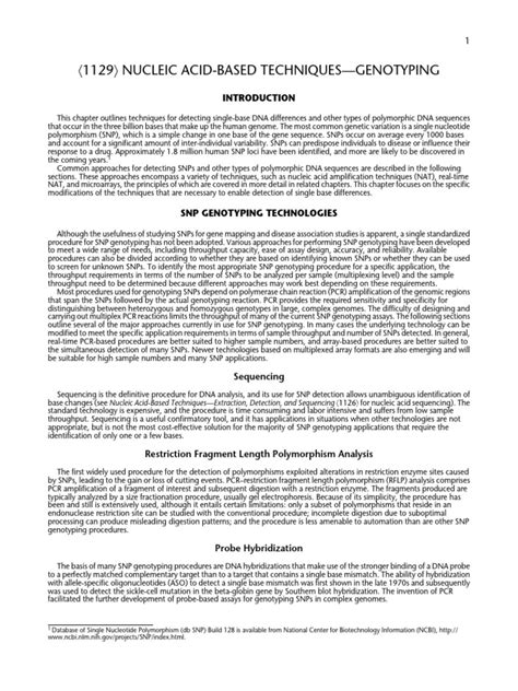 〈1129〉 Nucleic Acid Based Techniques Genotyping Pdf Microsatellite