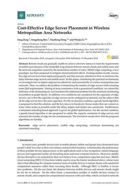 Pdf Cost Effective Edge Server Placement In Wireless Metropolitan