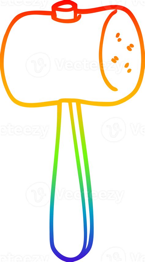 Rainbow Gradient Line Drawing Of A Cartoon Mallet 45215829 Png