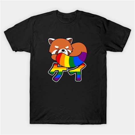 Cute Red Panda Gay Pride With Japanese Kanji Gay Pride T Shirt