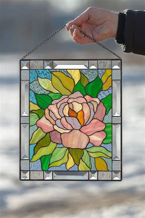 Peony Stained Glass Window Hangings Mothers Day T Custom Stained