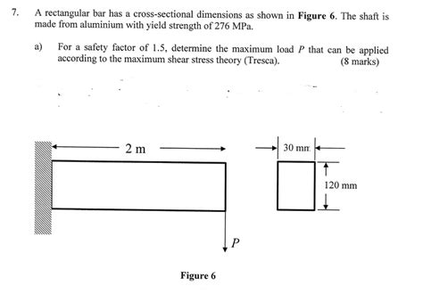 Solved 7 A Rectangular Bar Has A Cross Sectional Dimensions As Shown In Figure 6 The Shaft Is