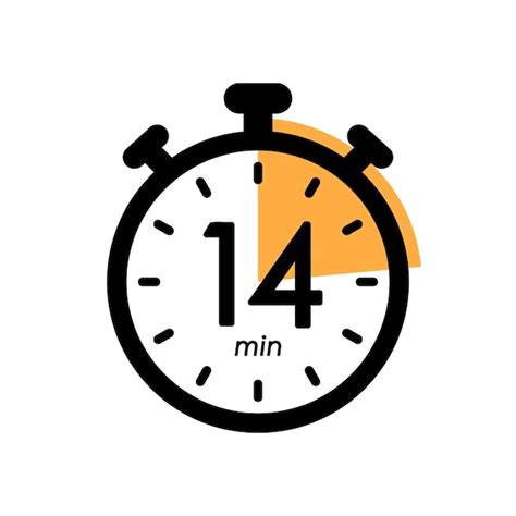 Premium Vector Fourteen Minutes Stopwatch Icon 14 Min Waiting Time