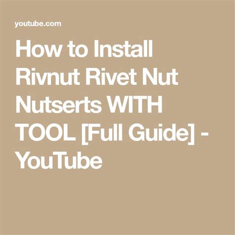 How To Install Rivnut Rivet Nut Nutserts WITH TOOL Full Guide YouTube Rivet Installation