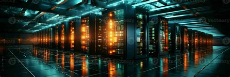 Ai Generated Data Center Background Futuristic Server Room Generative Ai Stock Photo
