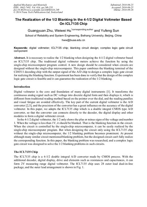 The Realization Of The 1 2 Blanking In The 4 1 2 Digital Voltmeter Based On Icl7135 Chip