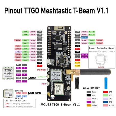 ESP32 TTGO Meshtastic T Beam V1 2 LilyGO OLED GPS LoRA 433Mhz