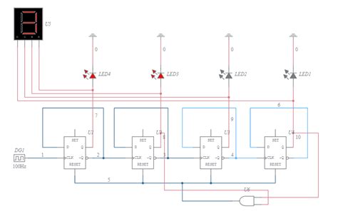 Bit Asynchronous Up Counter With Segment Hex Multisim Live