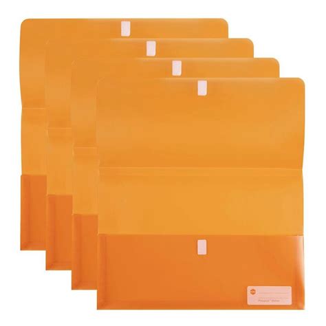 4pk Marbig Polypick Translucent Foolscap Document Wallet Paper File