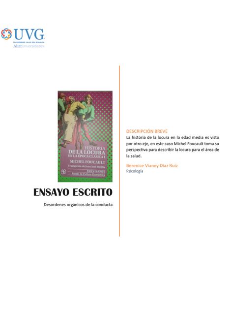 Ensayo Historia De La Locura Pdf Michel Foucault Sicología