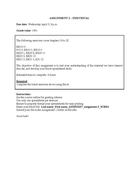 Admn2107 Assignment 2 W2024 Assignment 2 Individual Due Date