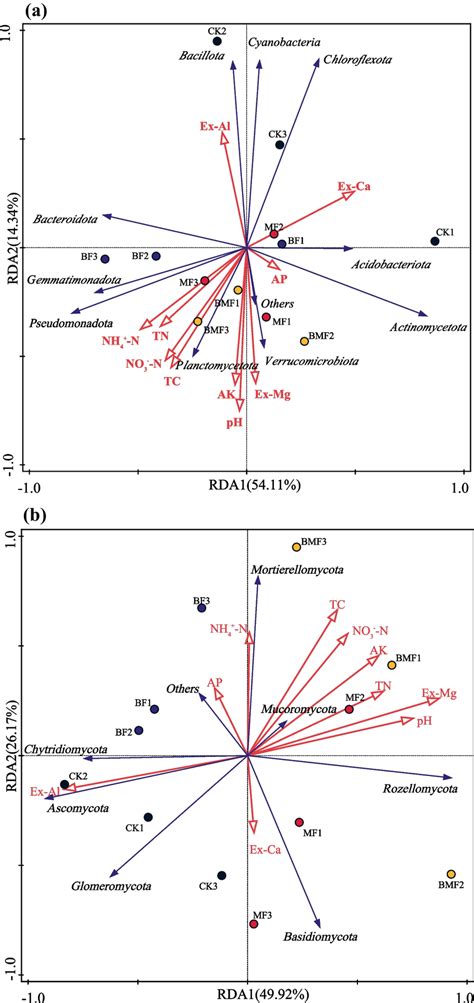Redundancy Analysis Rda Analysis Of Bacterial A And Fungal B