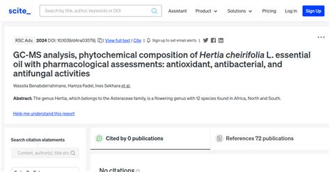 Gc Ms Analysis Phytochemical Composition Of Hertia Cheirifolia L