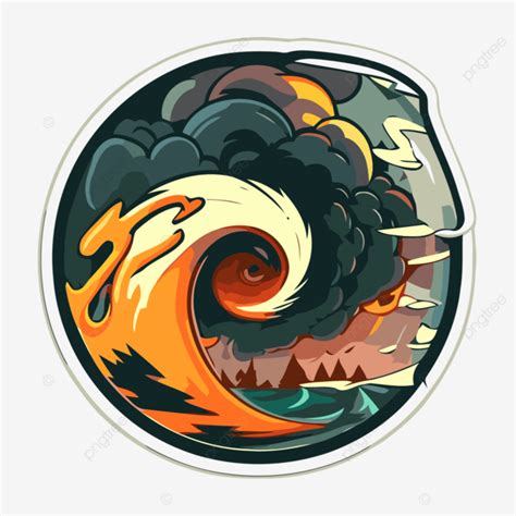 화산파와 구름 일러스트 클립 아트를 묘사한 스티커 벡터 고립 된 만화 애니메이션 허리케인과 스티커 디자인 상표 구름 일러스트 Png 일러스트 및 벡터 에 대한 무료