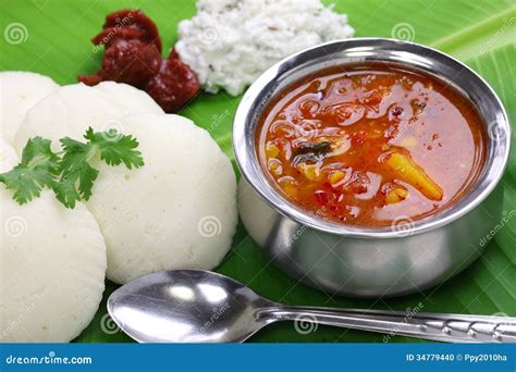 Idli Sambar And Chutney Traditional South Indian Breakfast Made Of