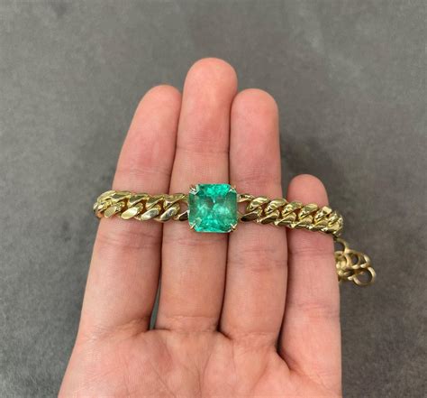 970ct 14k Jumbo Emerald Choker Necklace Cuban Link Emerald Choker